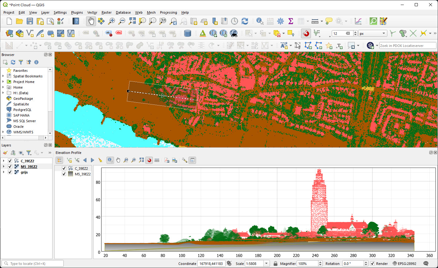 Hoe werkt de Elevation Profile in QGIS met Point Clouds en AHN – HuizBlog